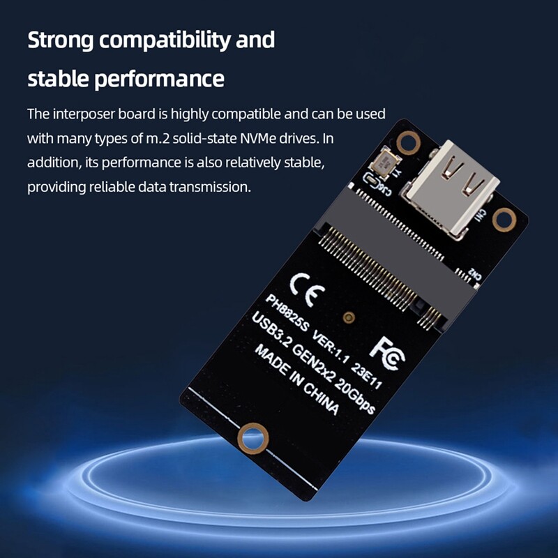 2X(M.2 to Type C SSD Adapter ASM2364 NVME Riser Board 20Gbps ...