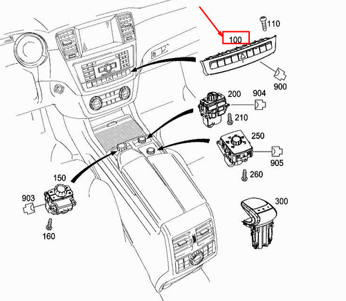 MERCEDES-BENZ ML W166 UPPER CONTROL PANEL SWITCH BLOCK A1669056901 NO🇺🇸 ...