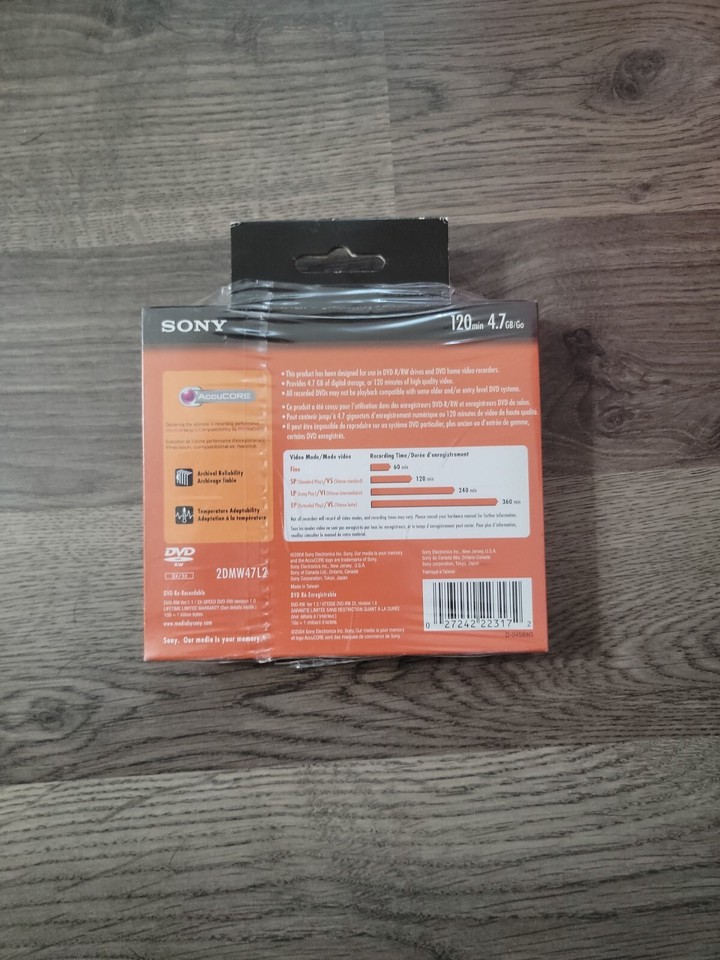 Sony DVD-RW 2 Pack Discs 120 min Re-Recordable 4.7 GB NEW SEALED | eBay