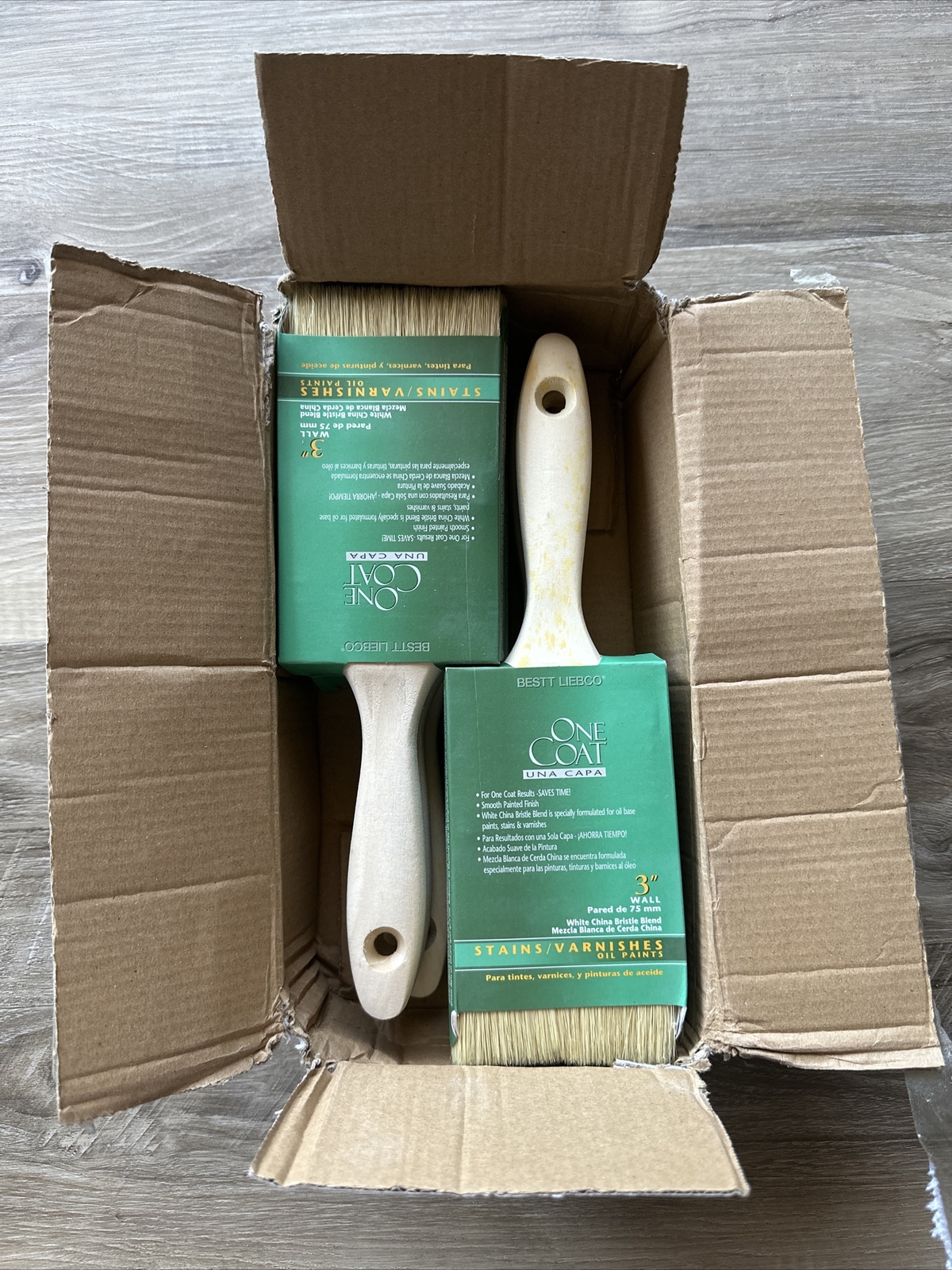 LOT OF 6 BESTT LIEBCO One Coat Paint Brushes 3" for Stains/Varnishes ...