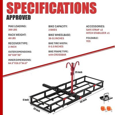 NEW OPEN BOX ExtraEzzy Hitch-Mount Bike Rack Red for Heavy-Duty Ebike ...