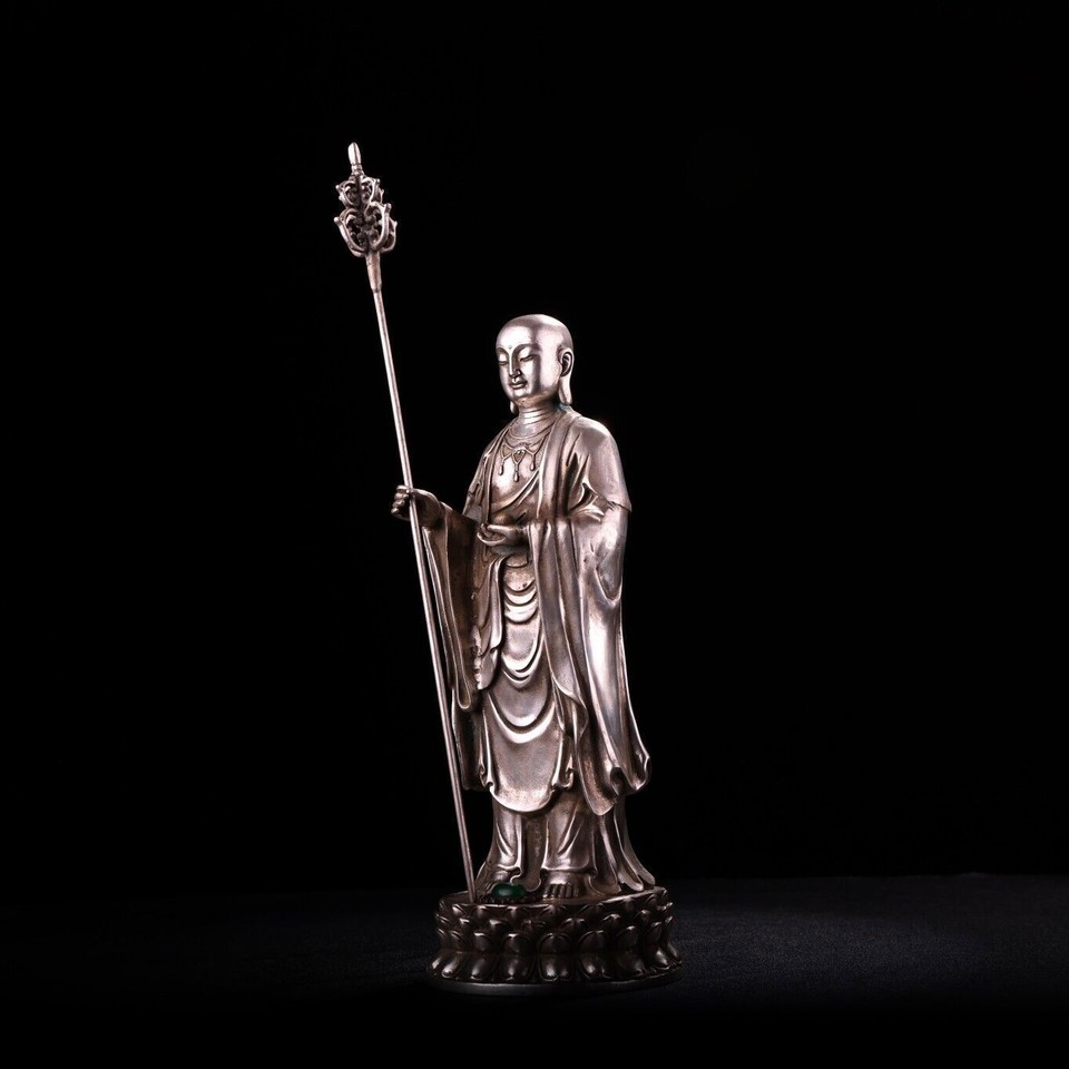 Tibet Tibetan silver tangseng Ksitigarbha jizo Monk Bodhisattva Buddha statue | eBay