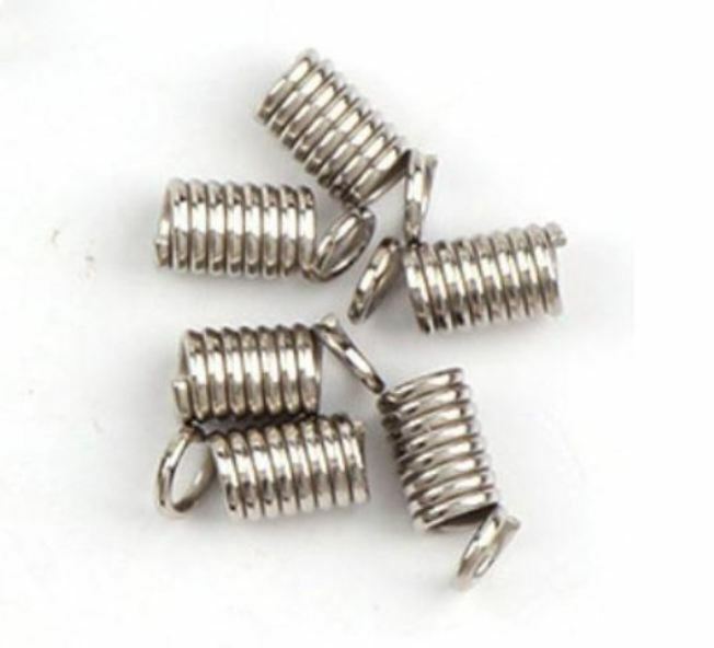 10 PCS 3/4/5mm Coil Cord Spring Necklace Bracelet Leather Ends Cap ...