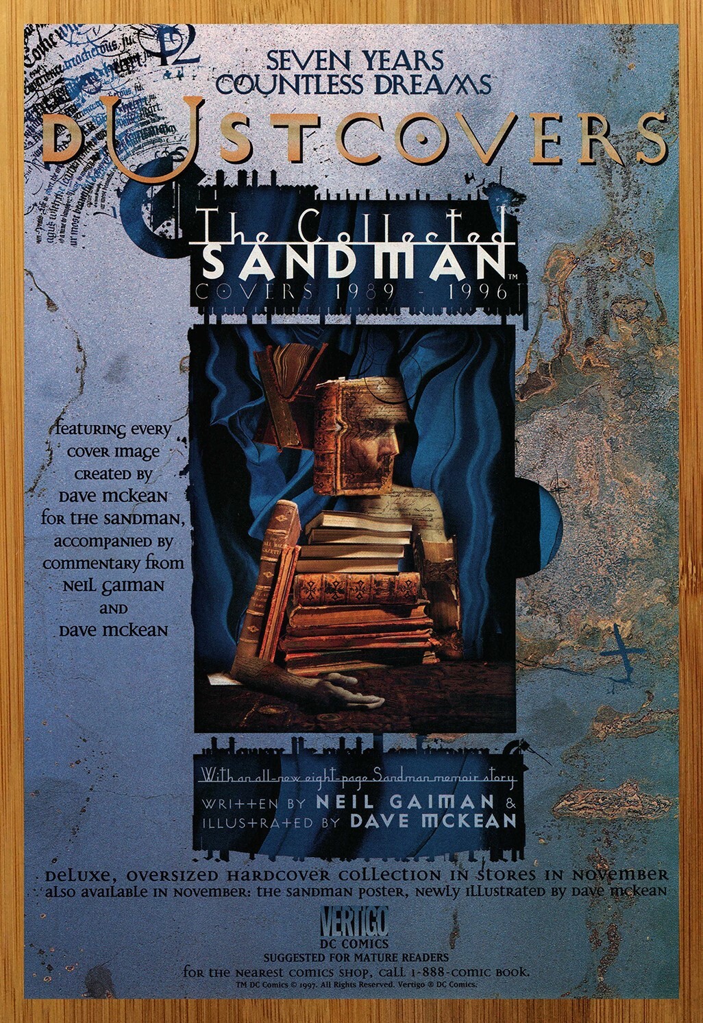 1997 Sandman Dustcovers Vintage Print Ad/Poster Neil Gaiman McKean ...