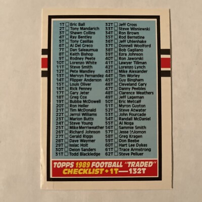 1989 Topps Football Traded Checklist 1-132 #132T NFL | eBay