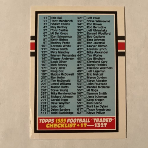 1989 Topps Football Traded Checklist 1-132 #132T NFL | eBay