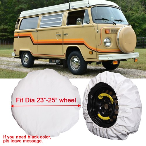 2PCS White Spare Tire Cover PU Leather For VW Westfalia Camper 24" 25 ...