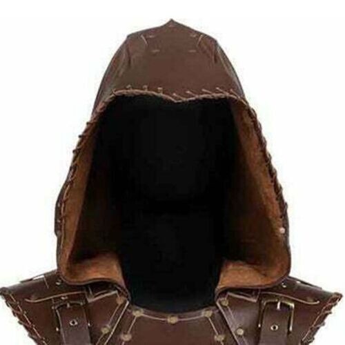Viking Leather Medieval hood Larp & Cosplay Hood Fantasy Armor | eBay