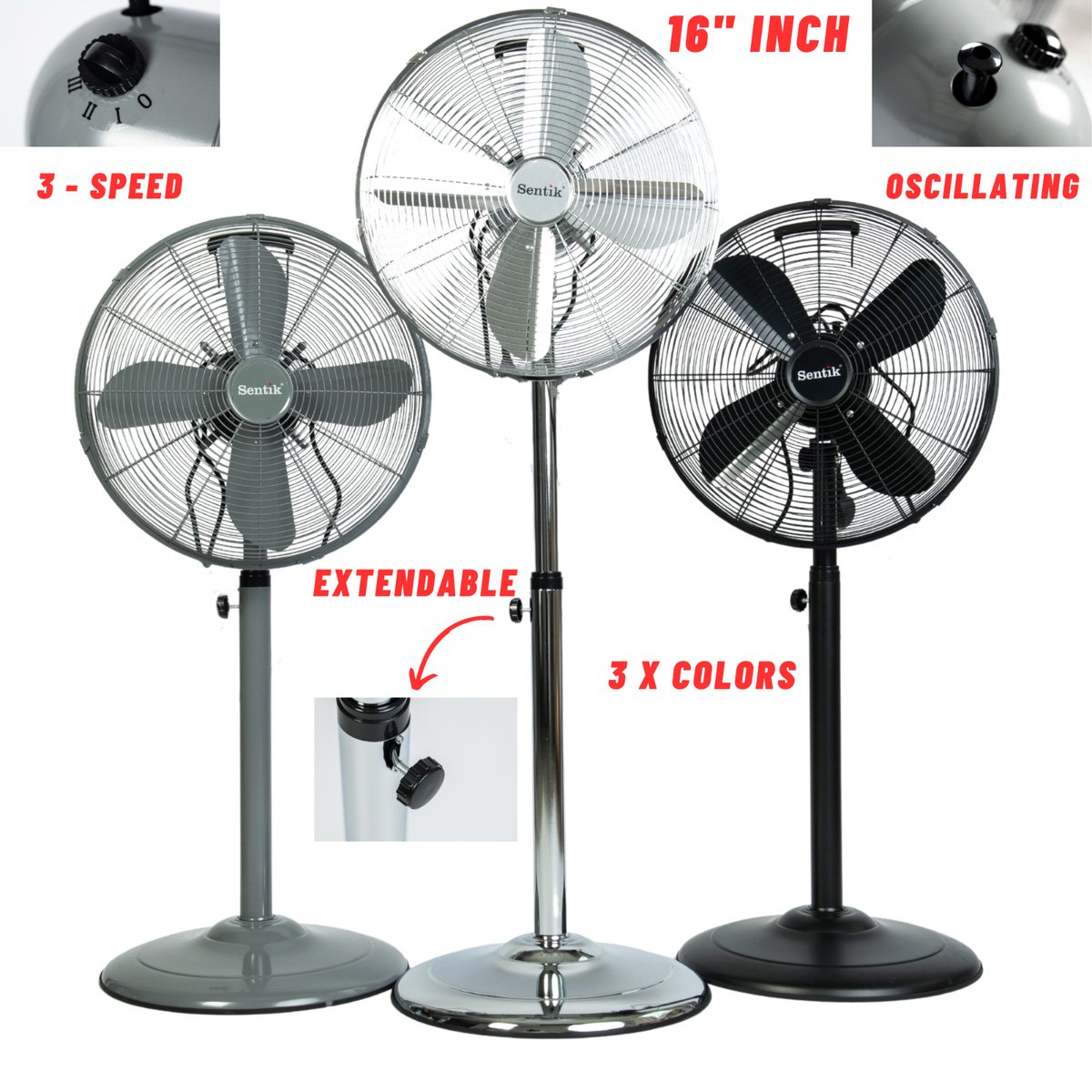 Standing Oscillating Fan Futura White 16inch Oscillating Pedestal