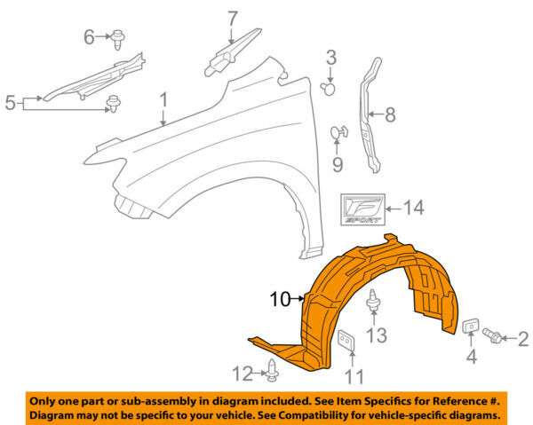 5380648110 Genuine Toyota Liner Front Fender LH 53806-48110 for sale ...