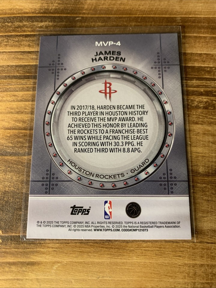 James Harden 2025 Topps MVP Vault #MVP-4 Houston Rockets | eBay