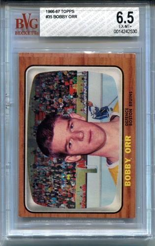 1966 Topps Hockey #35 Bobby Orr Bruins Rookie Card RC Graded BVG 6.5 Ex ...