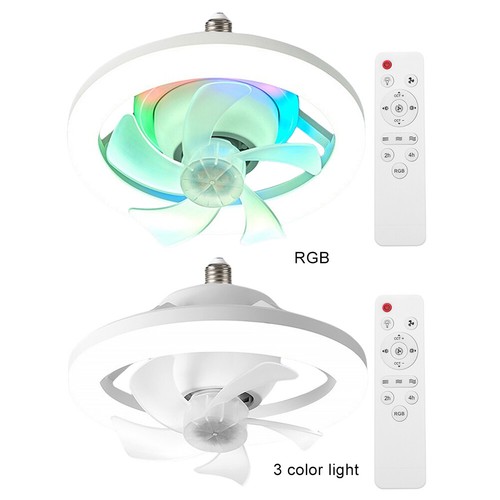 LED Bulb Ceiling Fan with E27 Base 3 Speed Modern LED Ceiling Fan ...