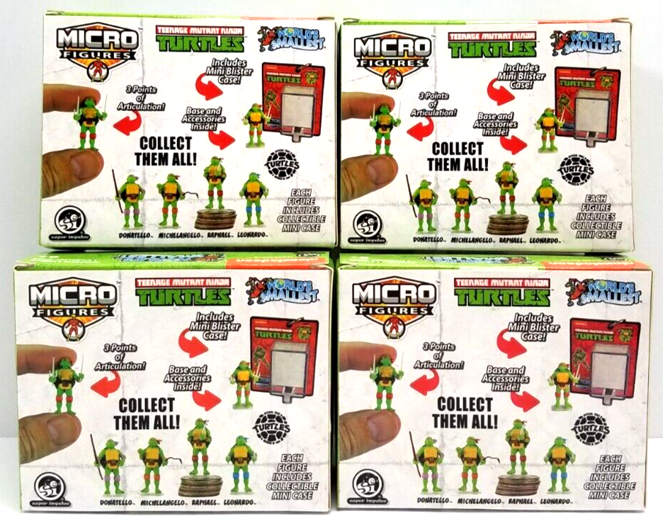 TMNT Micro Figure Set Donatello Michelangelo Raphael Leonardo Worlds ...
