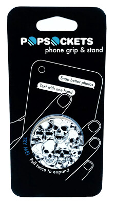 Authentic PopSockets Skull Death Black & White PopGrip PopSocket Pop ...