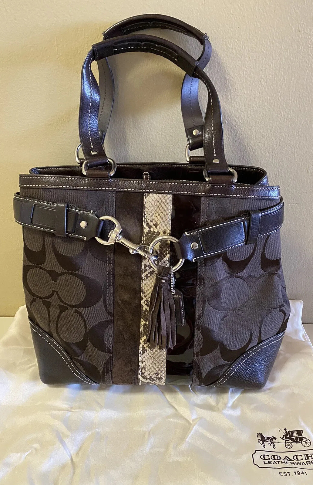 COACH HAMPTON SIGNATURE CANVAS LEATHER SHOULDER - Gem