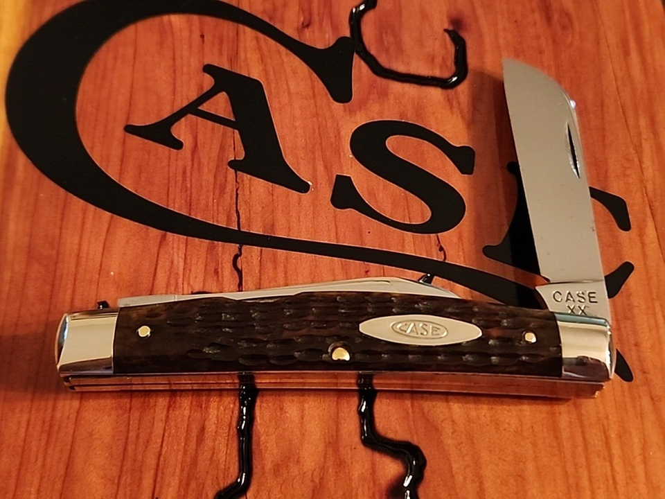 1940-64 VINTAGE CASE XX 6488 DOUBLE X ERA JIGGED BROWN RED BONE LARGE ...