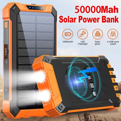 50000mAh Power Bank USB-C Pack Backup Battery Fast Charger For Mobile ...