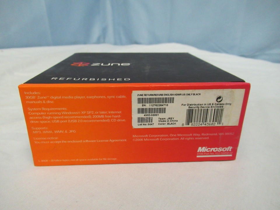 Refurbished Microsoft Zune 30GB Digital Media Player 882224436021 | eBay