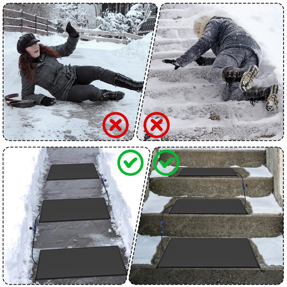 Heated Snow Melting Mats, Non-Slip Heated Snow Ice Outdoor Melting Mats ...