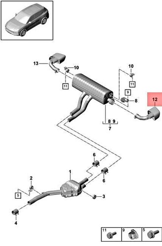 Genuine PORSCHE Cayenne 9YA Tailpipe Left 9Y0253823H | eBay