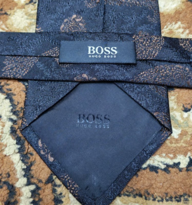 mens vintage Hugo Boss classic 100% all silk Retro luxury Paisley neck ...