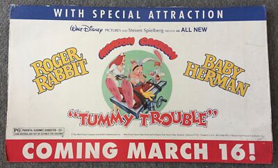 vintage WHO FRAMED ROGER RABBIT - TUMMY TROUBLE cardboard sign ~ 20 ...