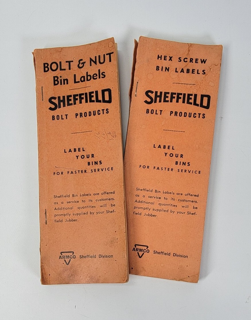 Vintage Sheffield Bolt Products Bin Labels - Bolt & Nut /Hex Screw ...