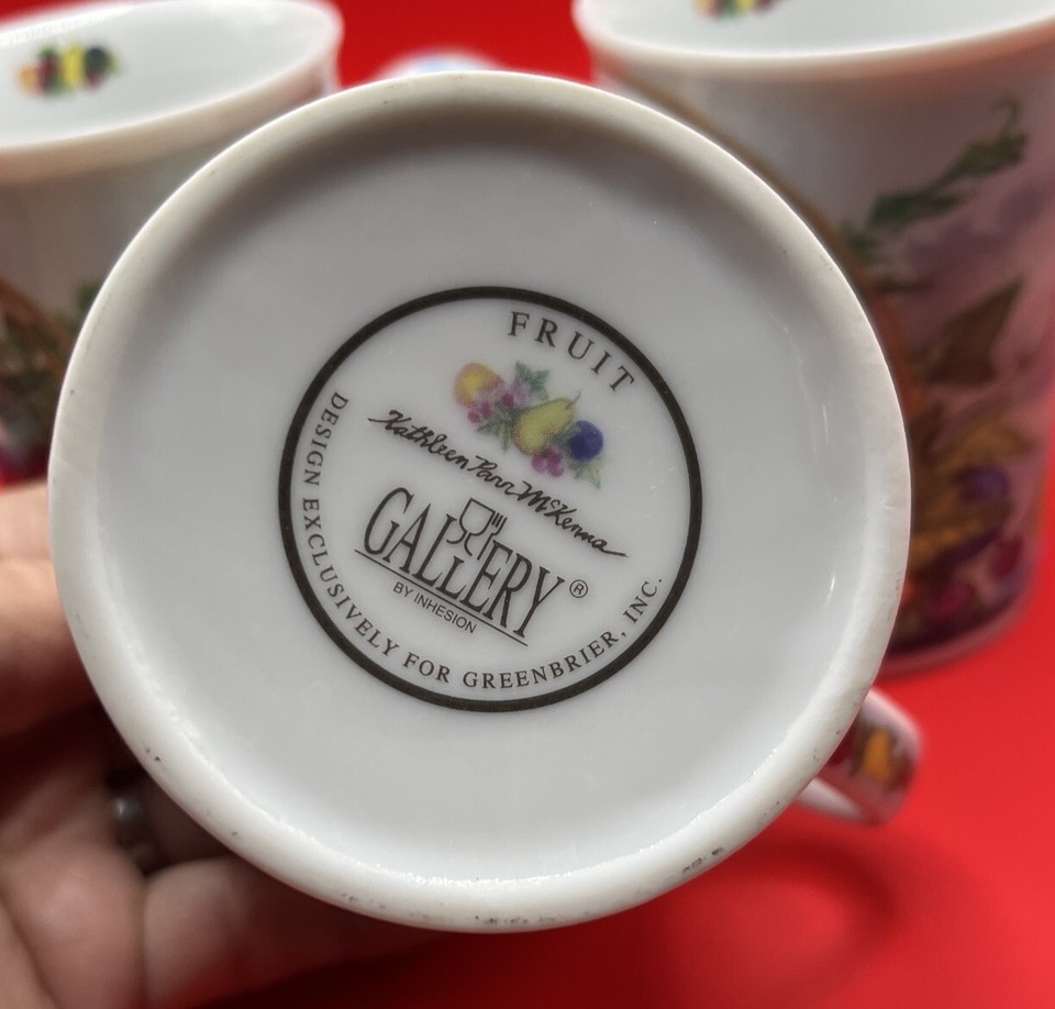 3 Coffee Mugs 4" Fruit Theme Gallery by Inhesion Kathleen Parr McKenna ...