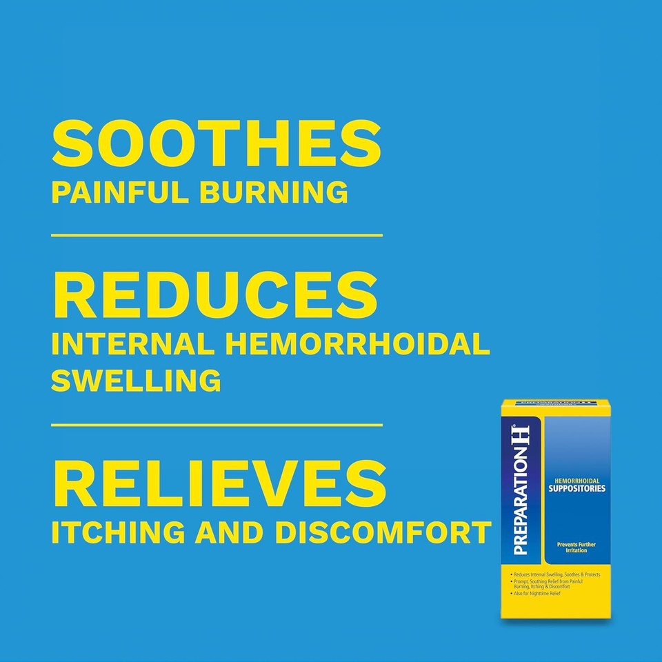 Preparation H Hemorrhoid Suppositories For Itching And 12 Count (Pack ...
