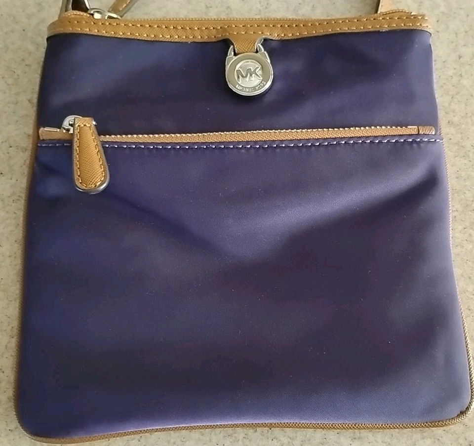 NWOT Michael Kors Purple Crossbody Bag Is Canvas With Leather Accents ...