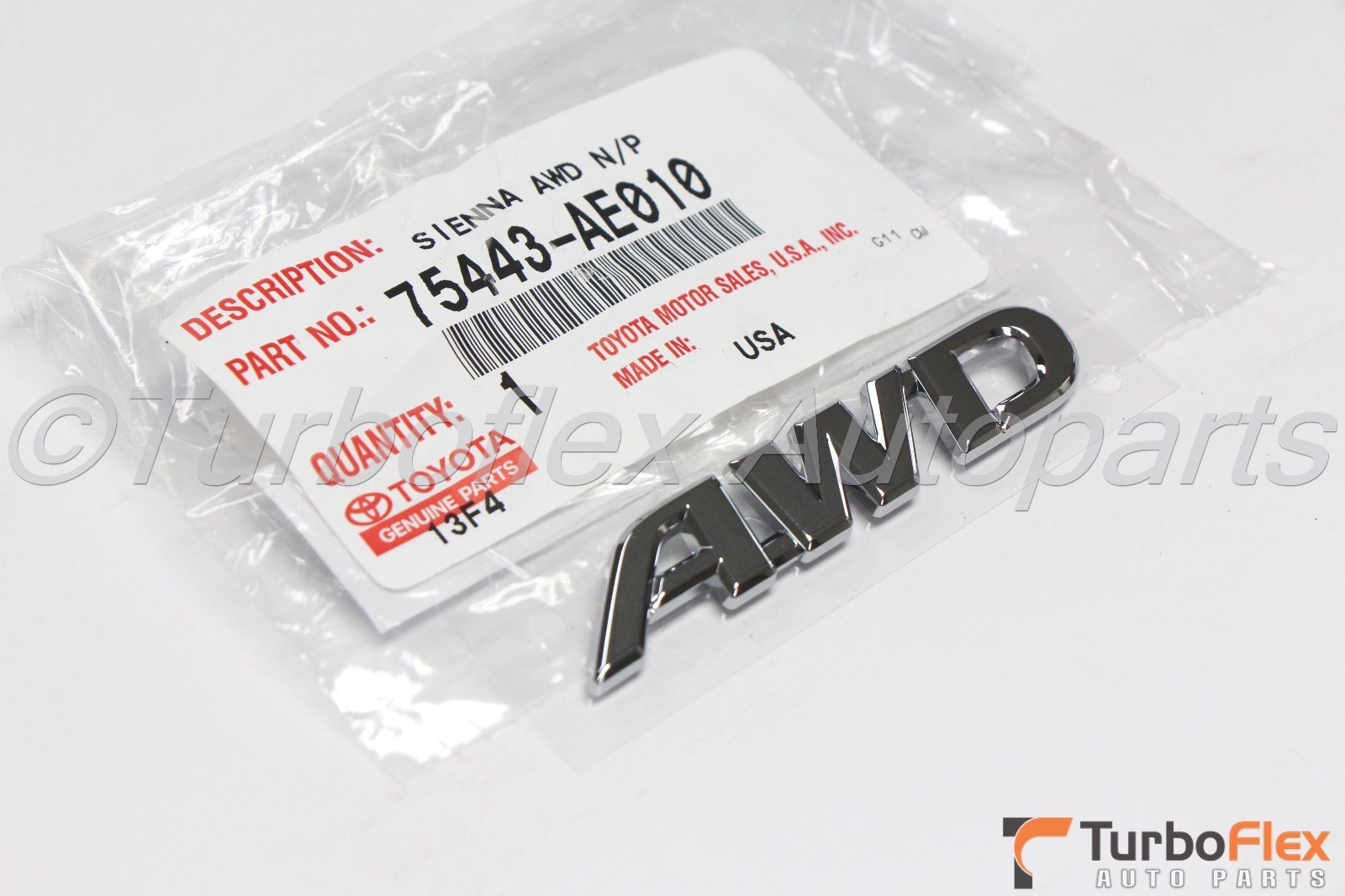 Toyota Venza Sienna Matrix AWD Tailgate Emblem Genuine OEM 75443-AE010 ...