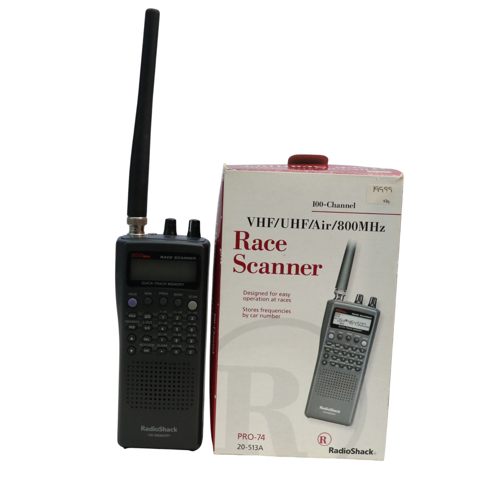 Radio Shack Pro-74 100 Channel VHF/UHF/air 800MHZ Race Scanner 20-513A ...