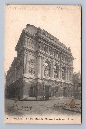Theatre de l'Opera Comique PARIS France Antique PC Cover to Tilbury Ontario 1907 | eBay