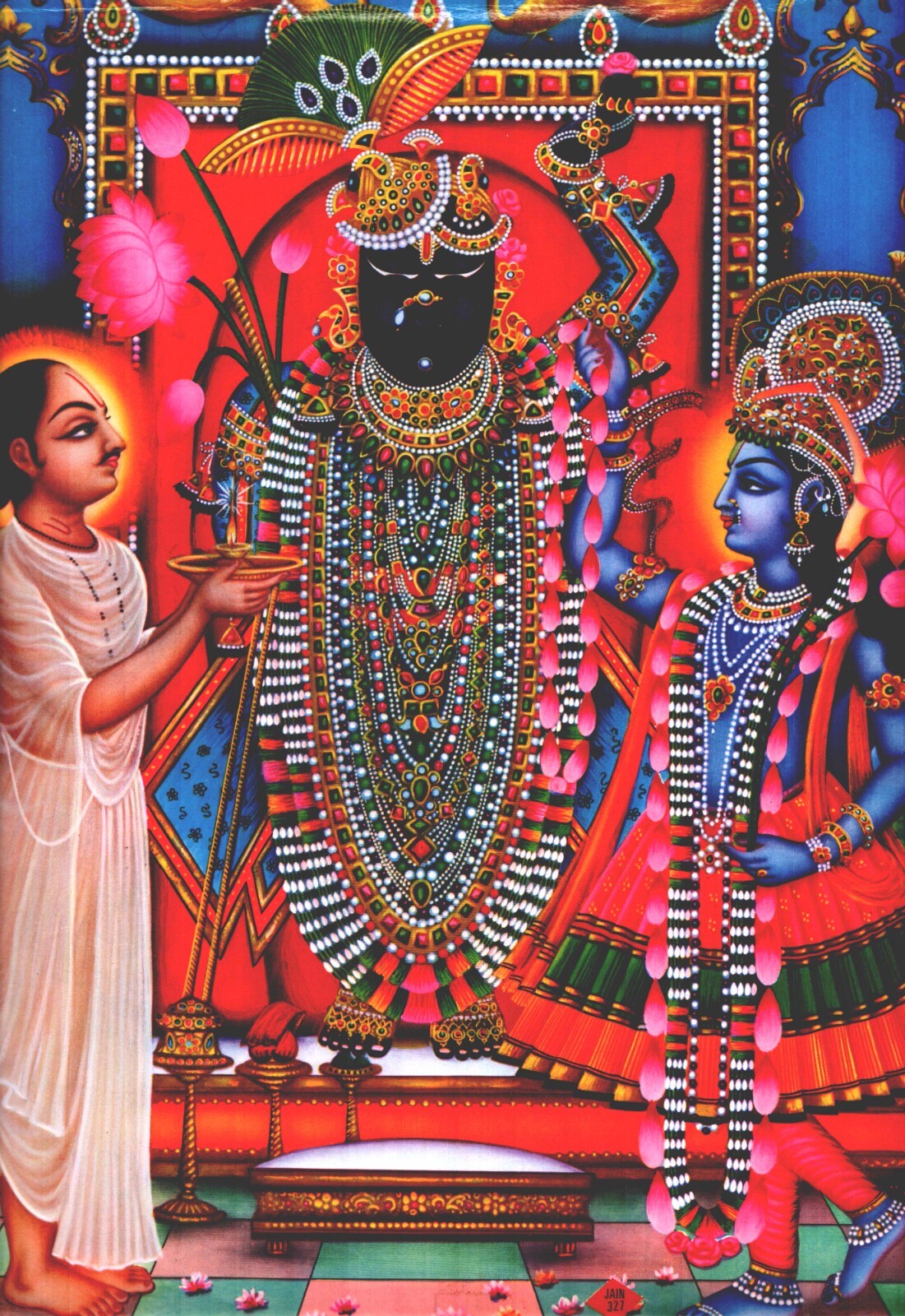 Hindu God Shreenathji Print Vintage Teen Nidhi Yamuna Maharani Poster ...