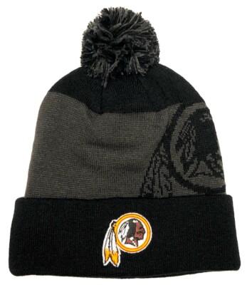 Washington Redskins NFL Fan Favorite Black Mass POM Knit Hat Cap Adult ...