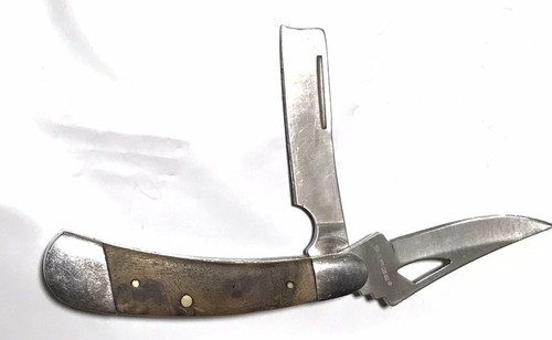 Sarge SK403 Two Blade Razor 1-3/4" Blade & Burl Wood Handle Folding ...