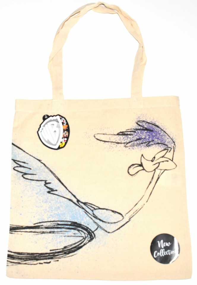 Road Runner Canvas Tote Bag 100% Cotton Looney Tunes WB Shopping ...