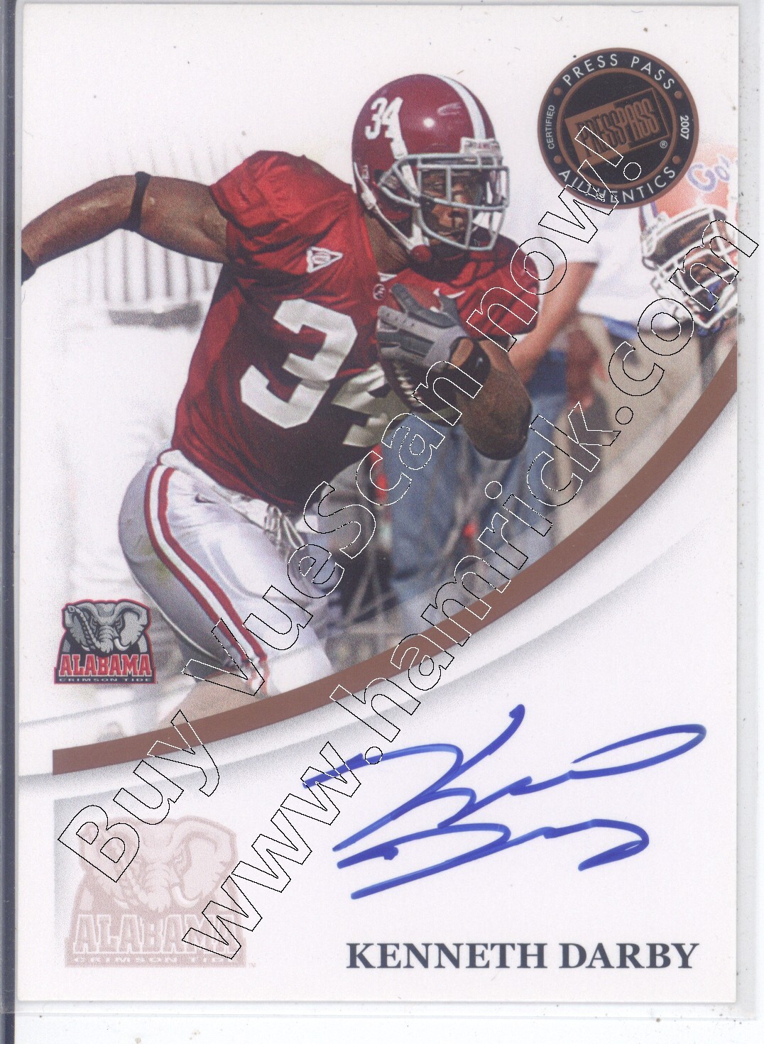 ken darby rc rookie draft auto autograph alabama crimson tide college ...