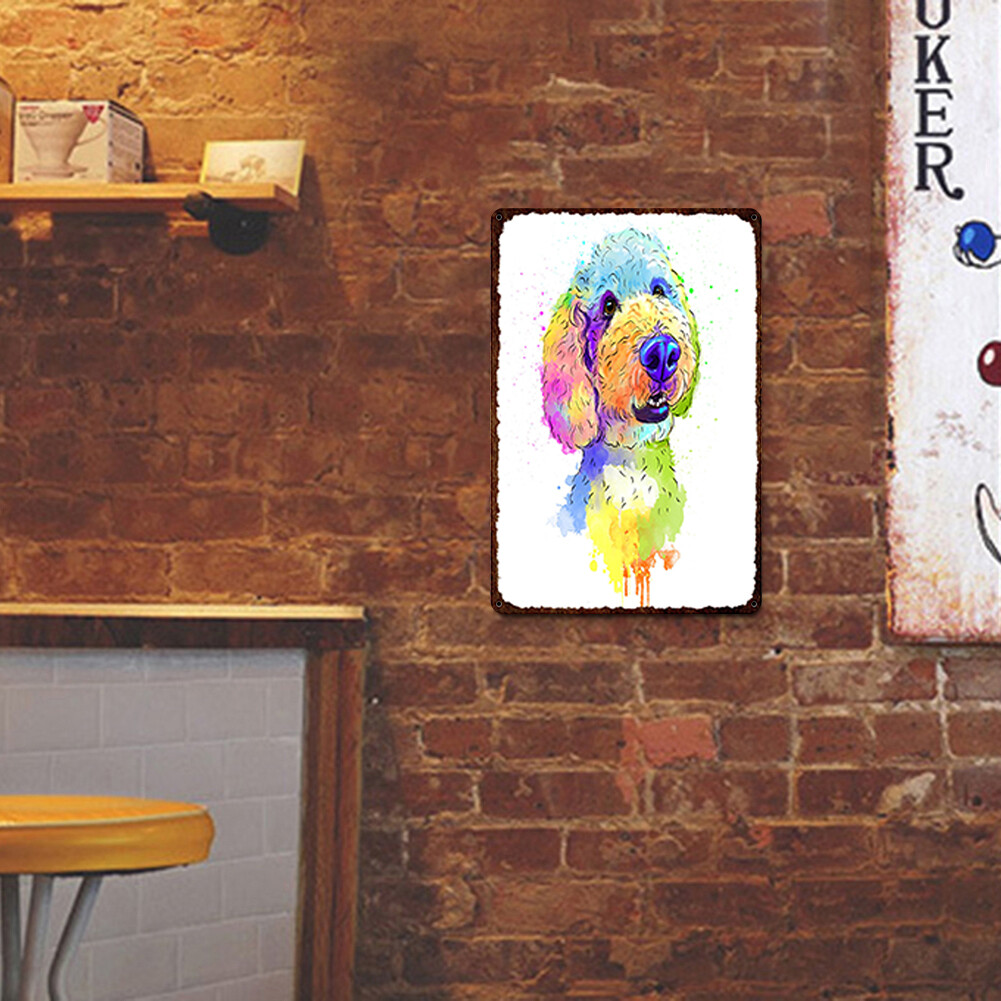 Rectangular Tin Drawing Rainbow Dog Metal Plate Painting for Home ...