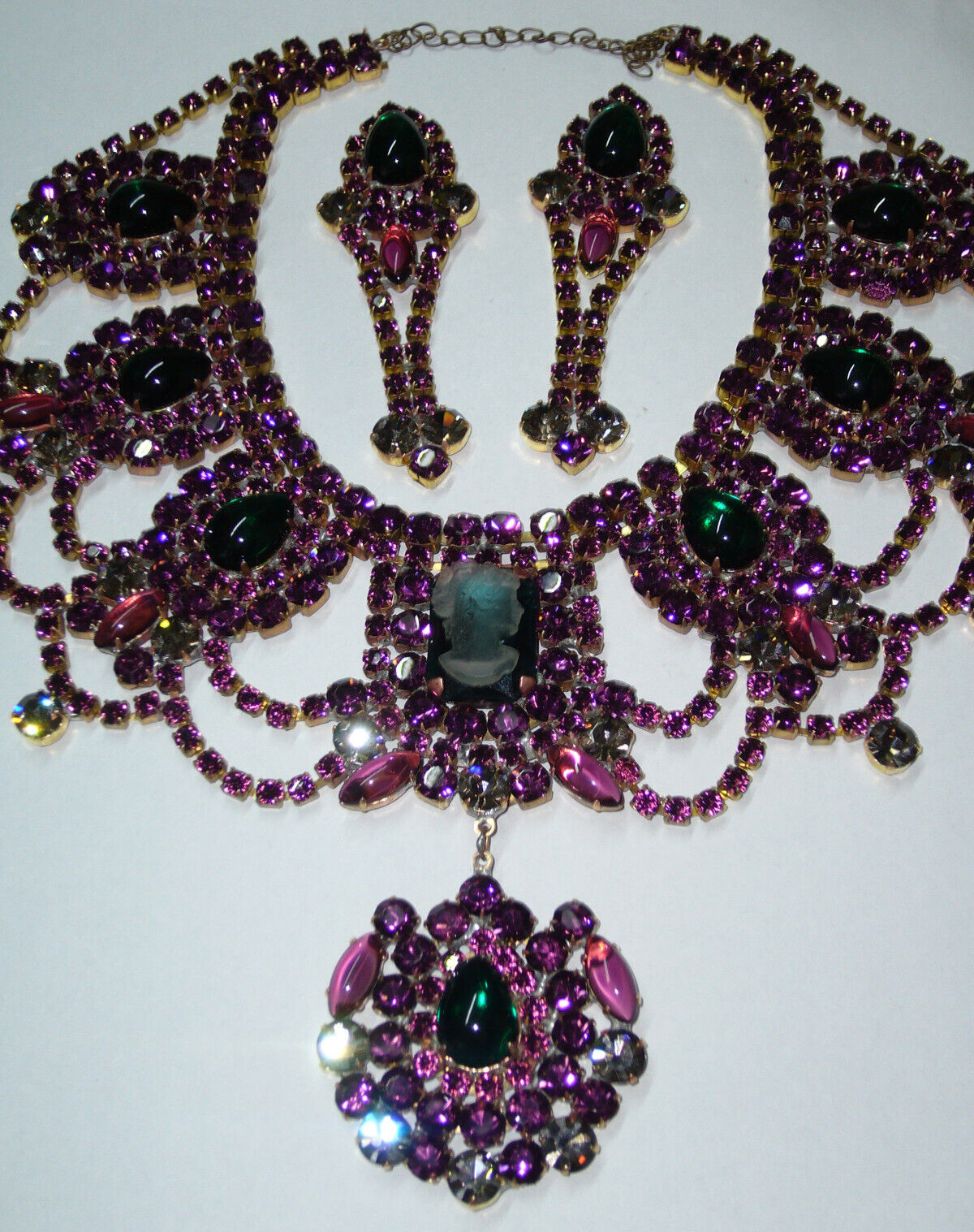 Vintage Art Deco Rhinestone Necklace TITANIC BIB SET … - Gem