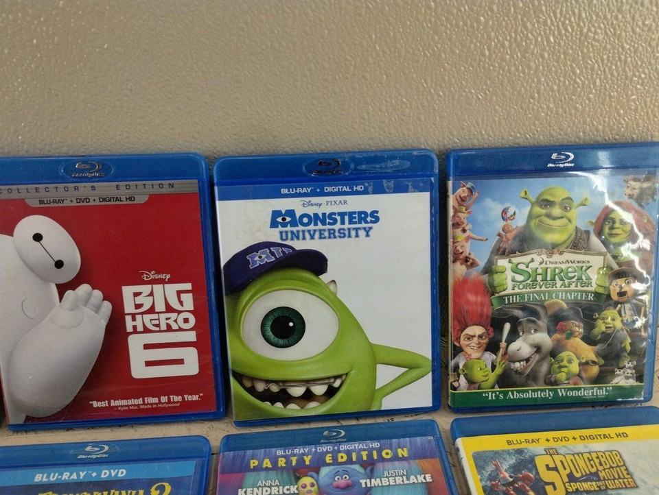 10 Kid Movie Blu-ray Bundle Lot Disney Big Hero 6 Wreck it Ralph ...