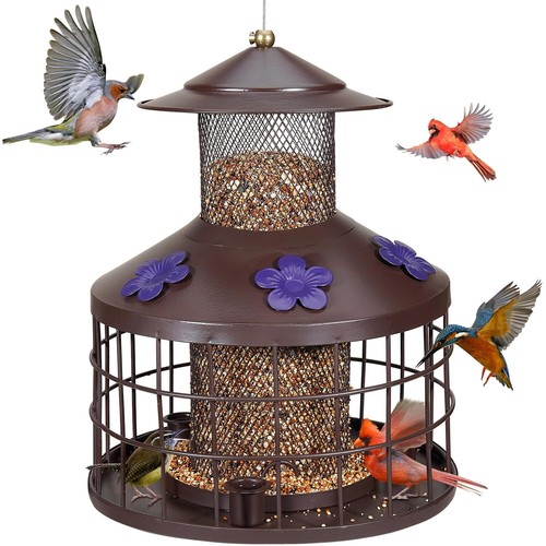 Metal Bird Feeder for Outdoors Hanging,Squirrel Proof Wild Bird Feeders ...