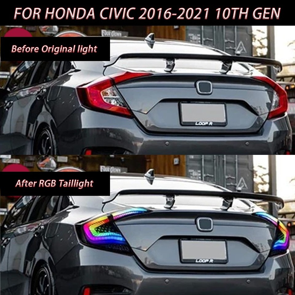 SINDAR RGB LED Tail Lights For Honda Civic Sedan 2016-2021 Sequential ...