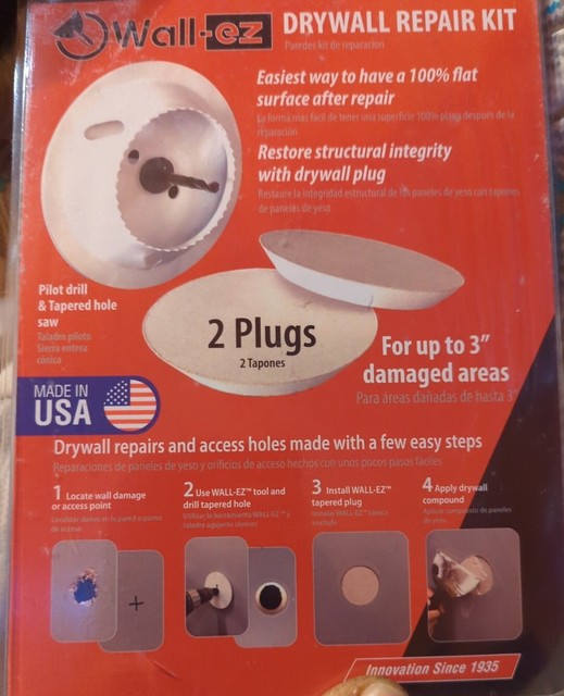 Drywall Repair Kit with Tapered Hole Saw & 2 Drywall Plugs ALLWAY WEK2 ...