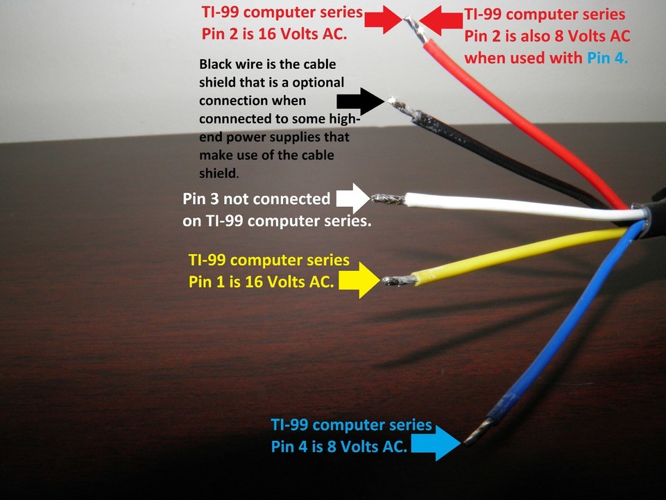 Power cable for Blue Chip, ColecoVision, Spectravideo 318/328, and TI ...