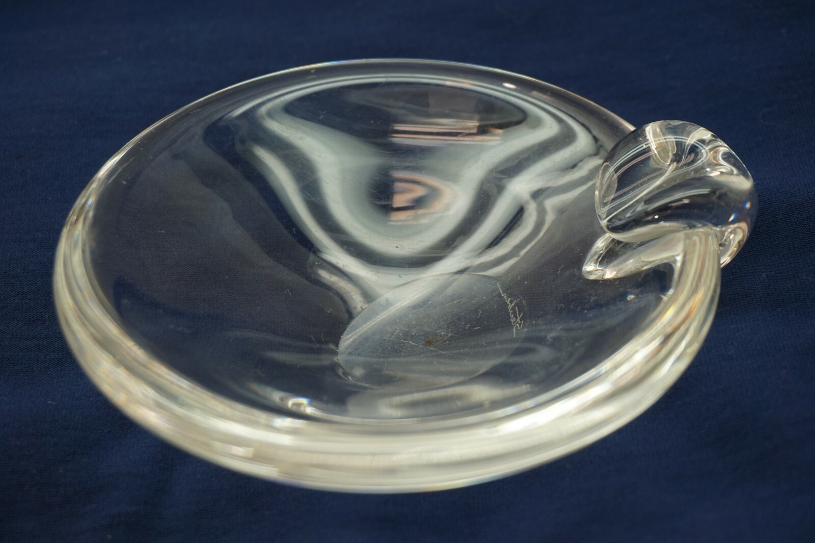 STEUBEN GLASS ASHTRAY SLOPING CANDY TRINKET OLIVE DISH BOWL 5.5in ...