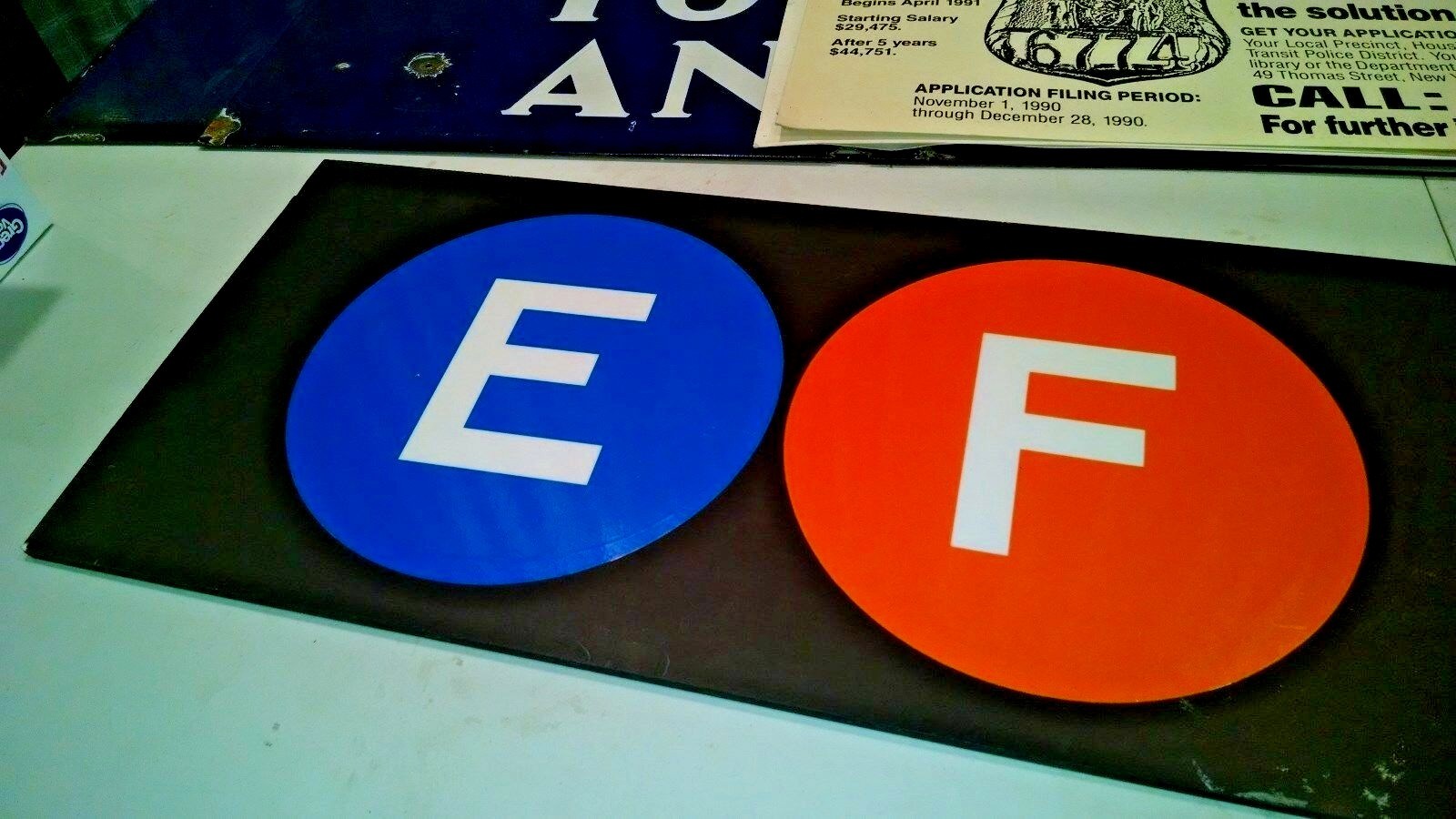 NEW YORK CITY NY NYC SUBWAY SIGN HEAVY PLASTIC E F TRAIN LINE STATION ...