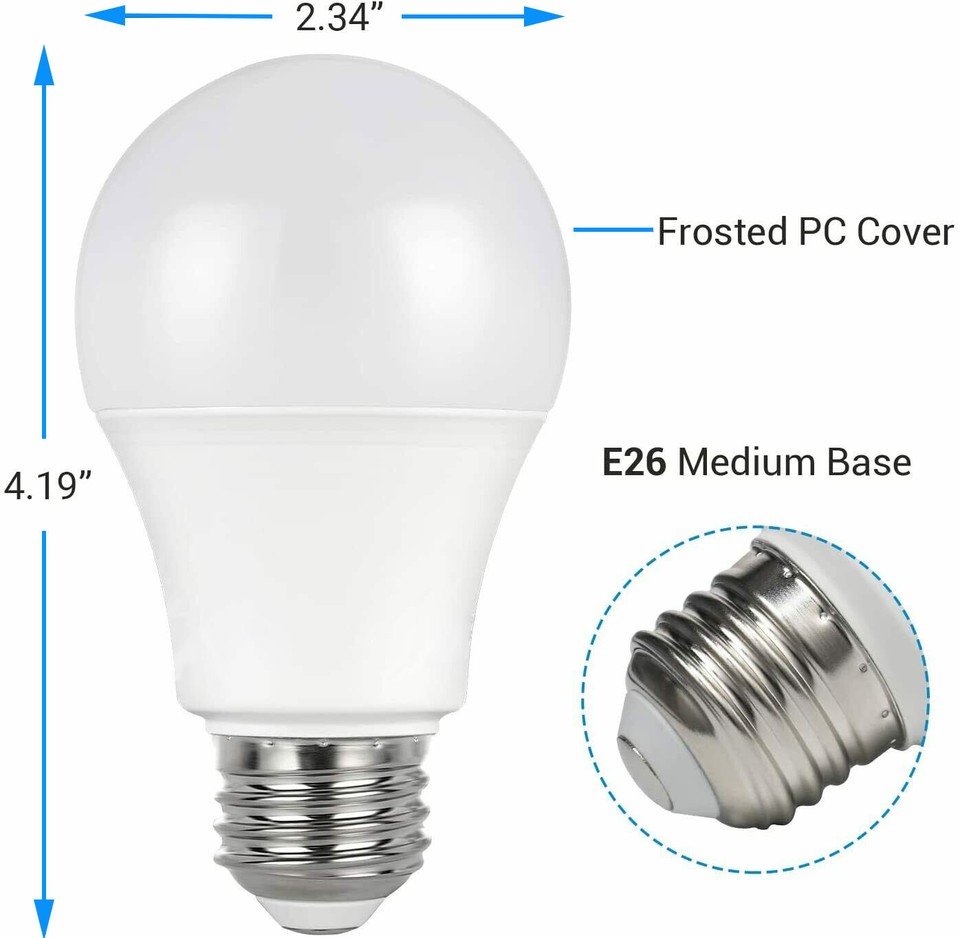 16 Pack A19 LED Light Bulbs 15W Equivalent 100W Replacement Daylight ...