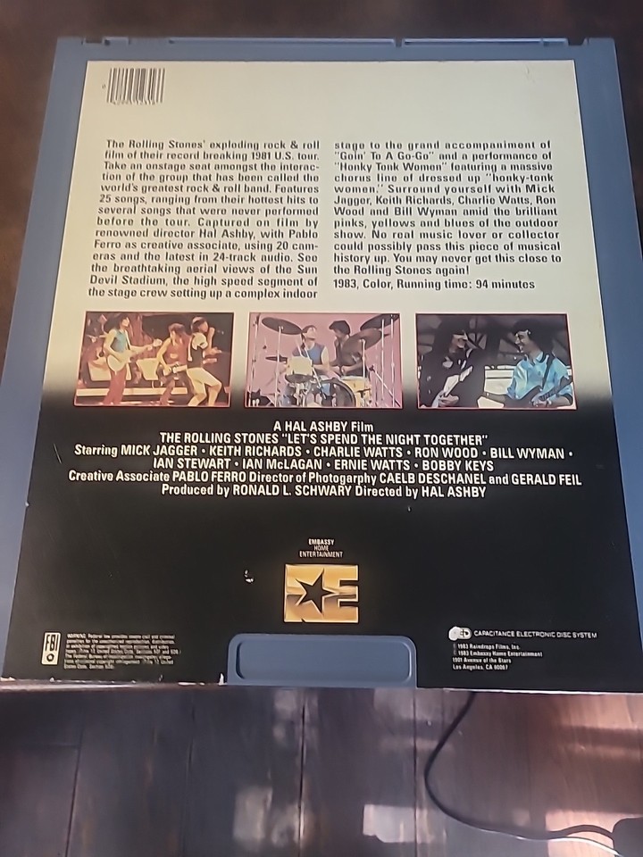 The Rolling Stones Let's Spend the Night Together CED Video Disc Movie ...